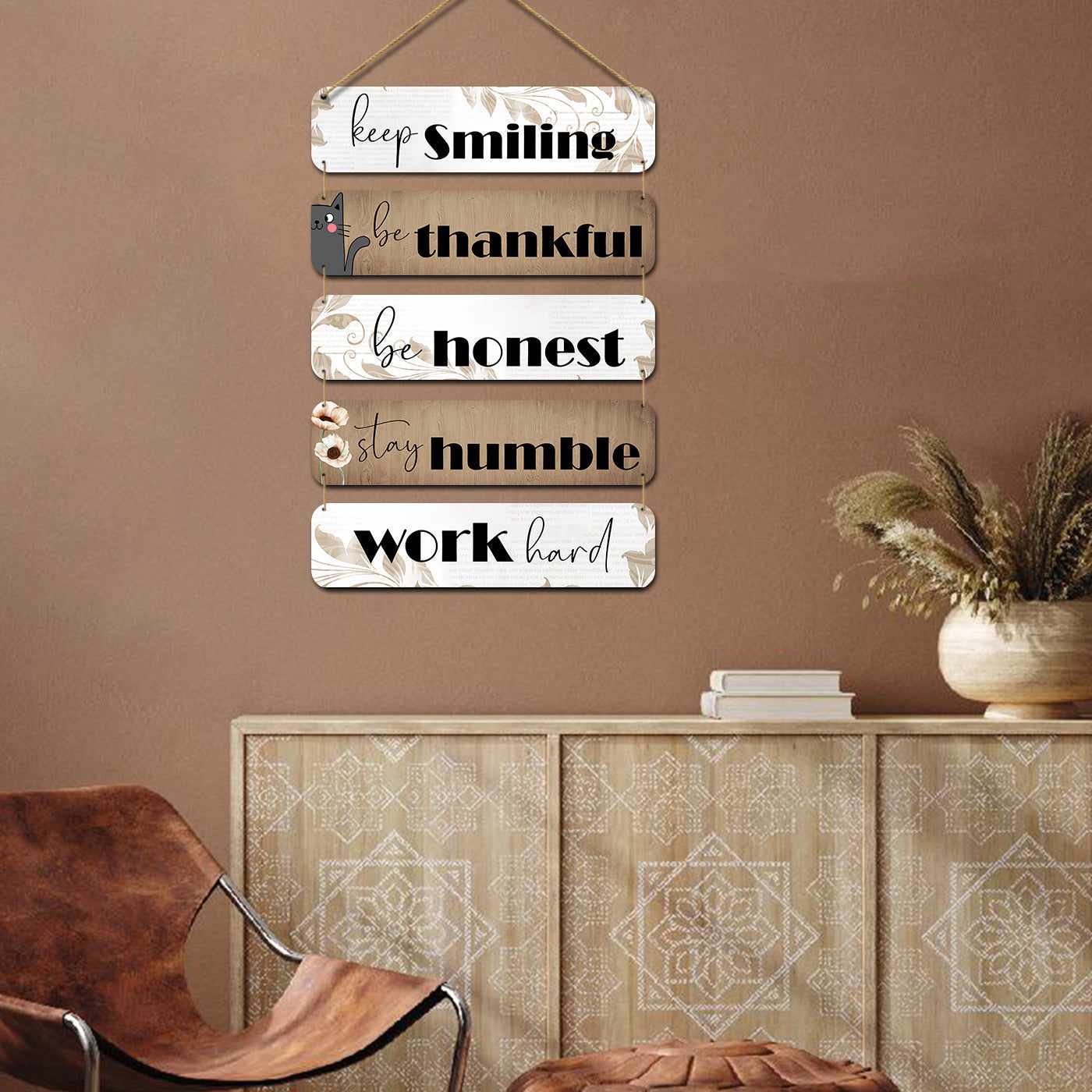 Keep Smiling Motivational Quotes MDF Wood Wall Hanging for a Motivatin ...