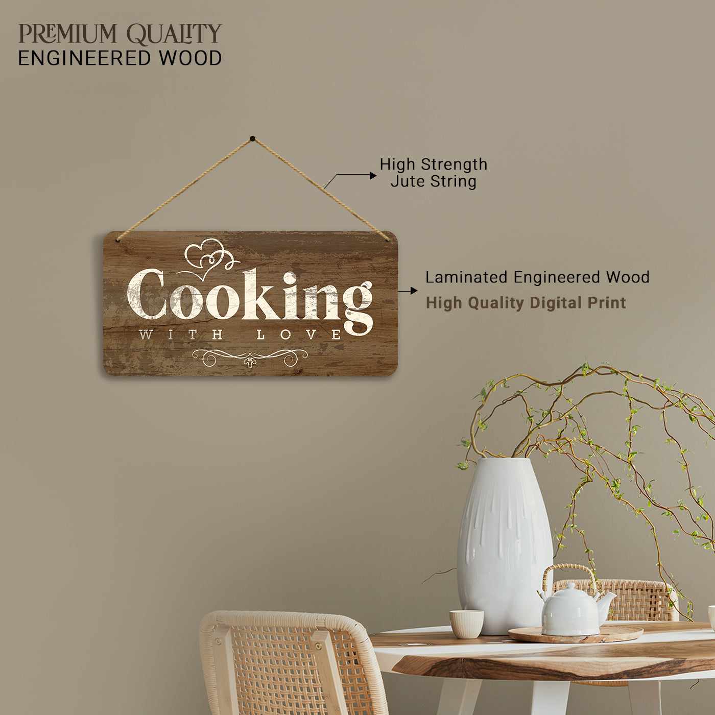 Kitchen Quotes MDF Wood Wall Hanging for Kitchen and Restaurant Wall D ...
