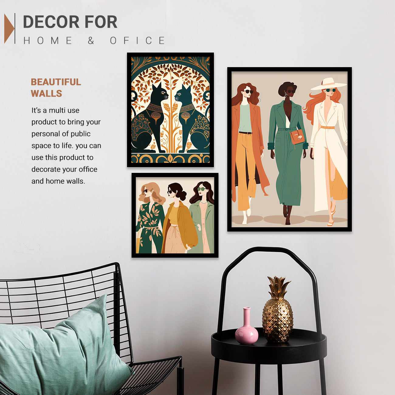 Modern Art Gallery Wall Posters with Frame for Home and Office Wall De ...