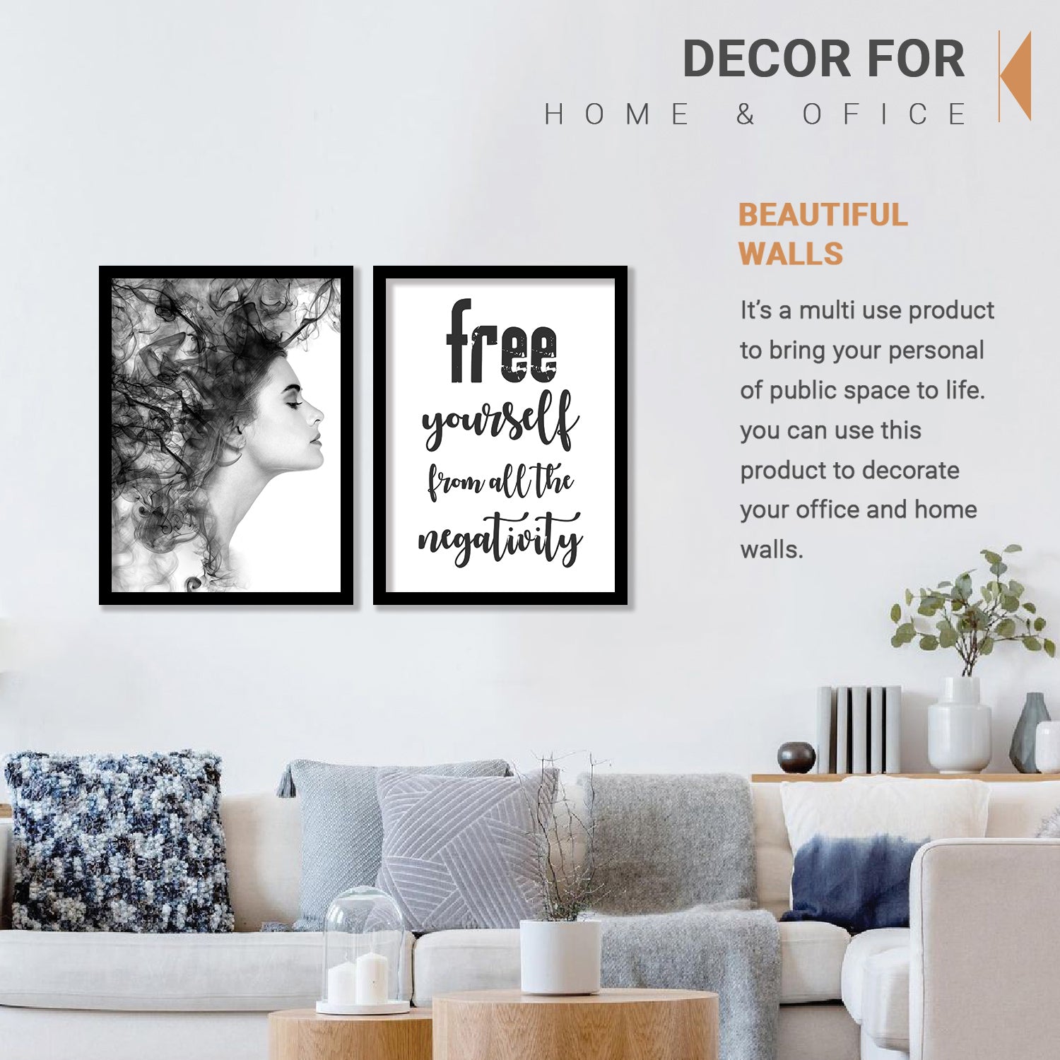 Modern Motivational Quotes Wall Posters with Frame for Home Wall Decor ...