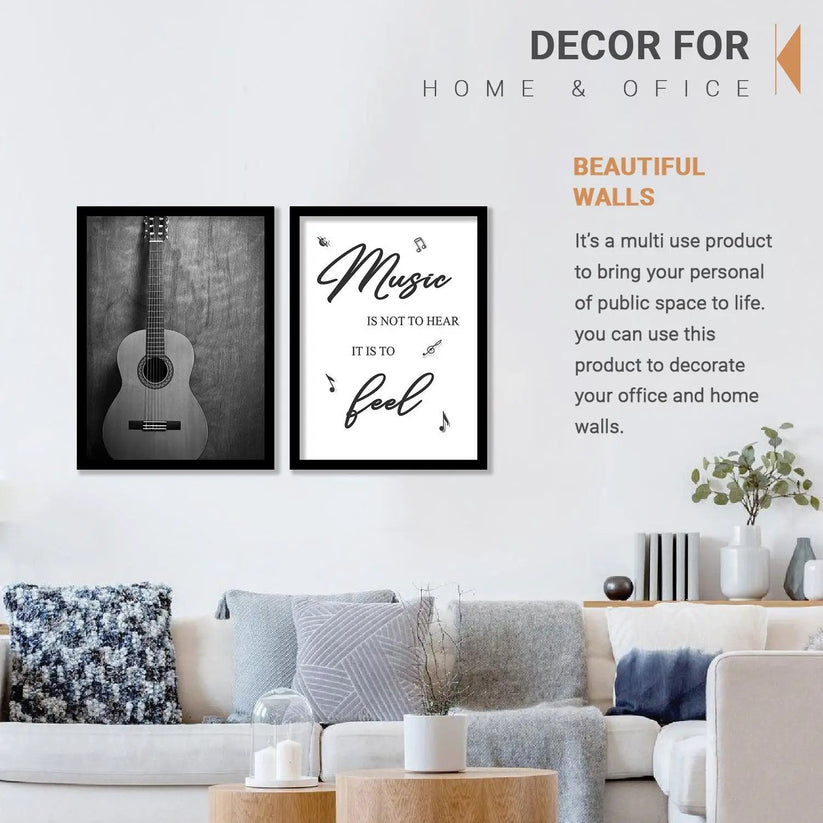 Music Theme Wall Frames Set for Music Lovers - Framed Guitar Print Pos ...