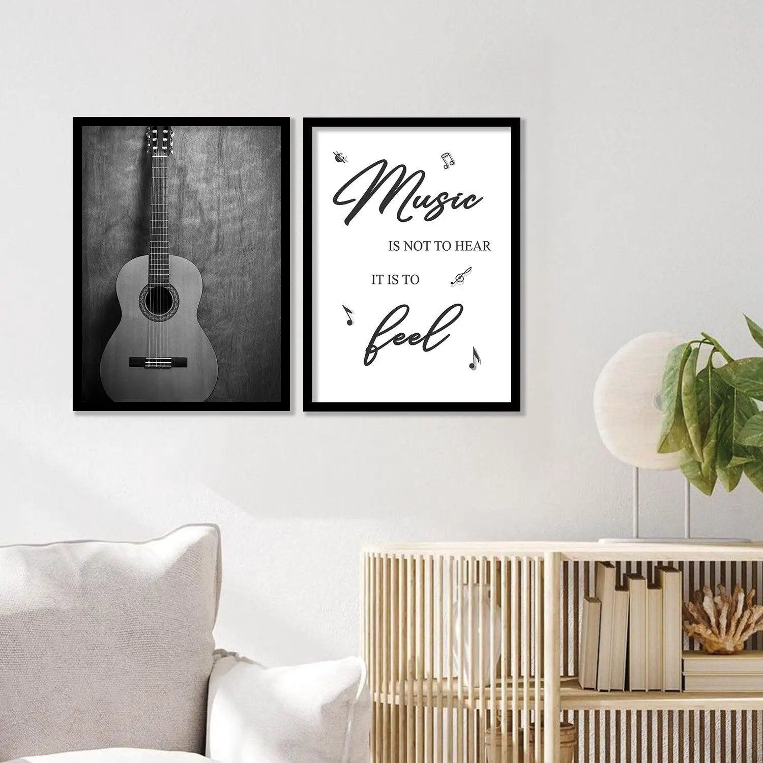 Music Theme Wall Frames Set for Music Lovers - Framed Guitar Print Pos ...