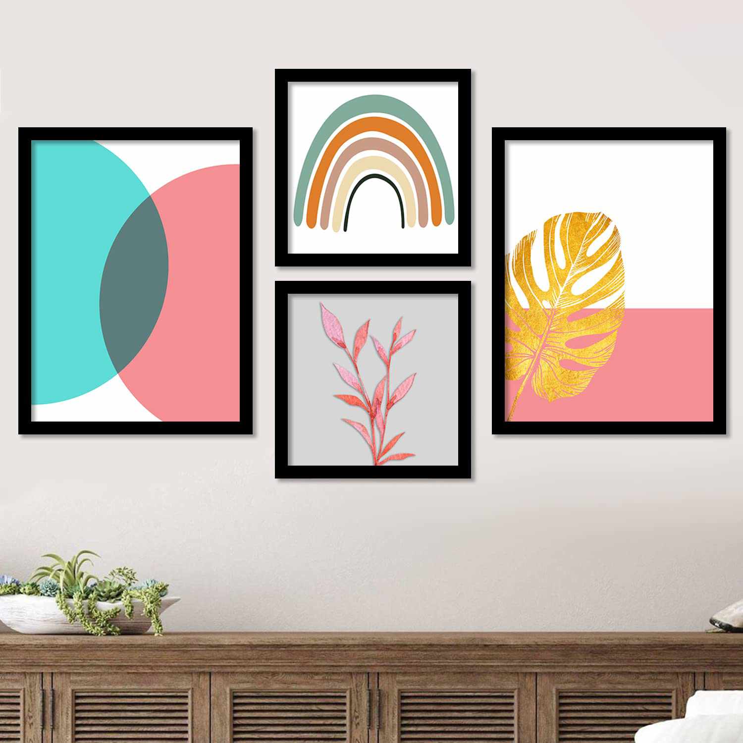 Nature Theme Wall Posters with Frame - Abstract Modern Wall Prints – Kotart