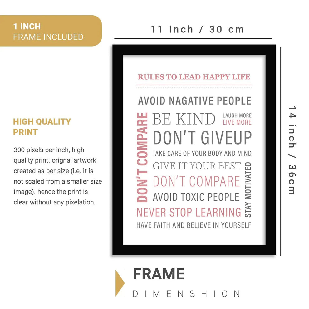 Rules to Lead Happy Life Wall Poster for Wall Decor – Kotart