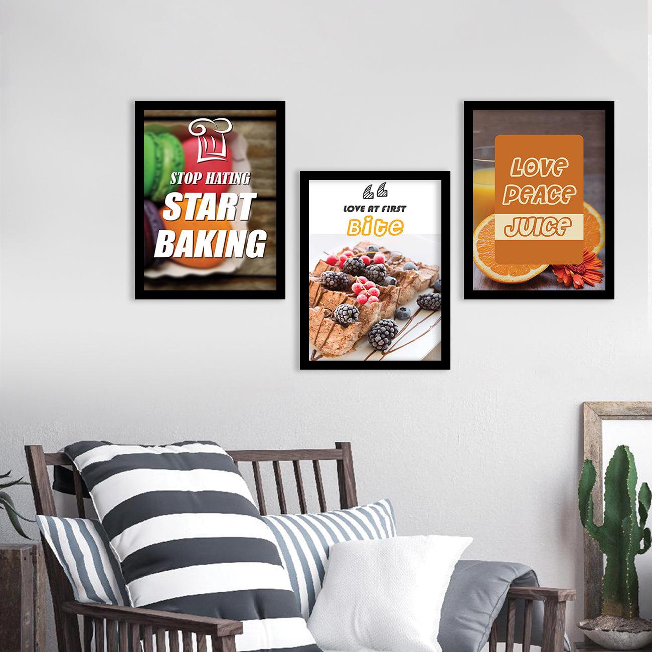 Wall Frame Set for Kitchen Restaurant & Bar Wall Decor - Food Quotes F ...