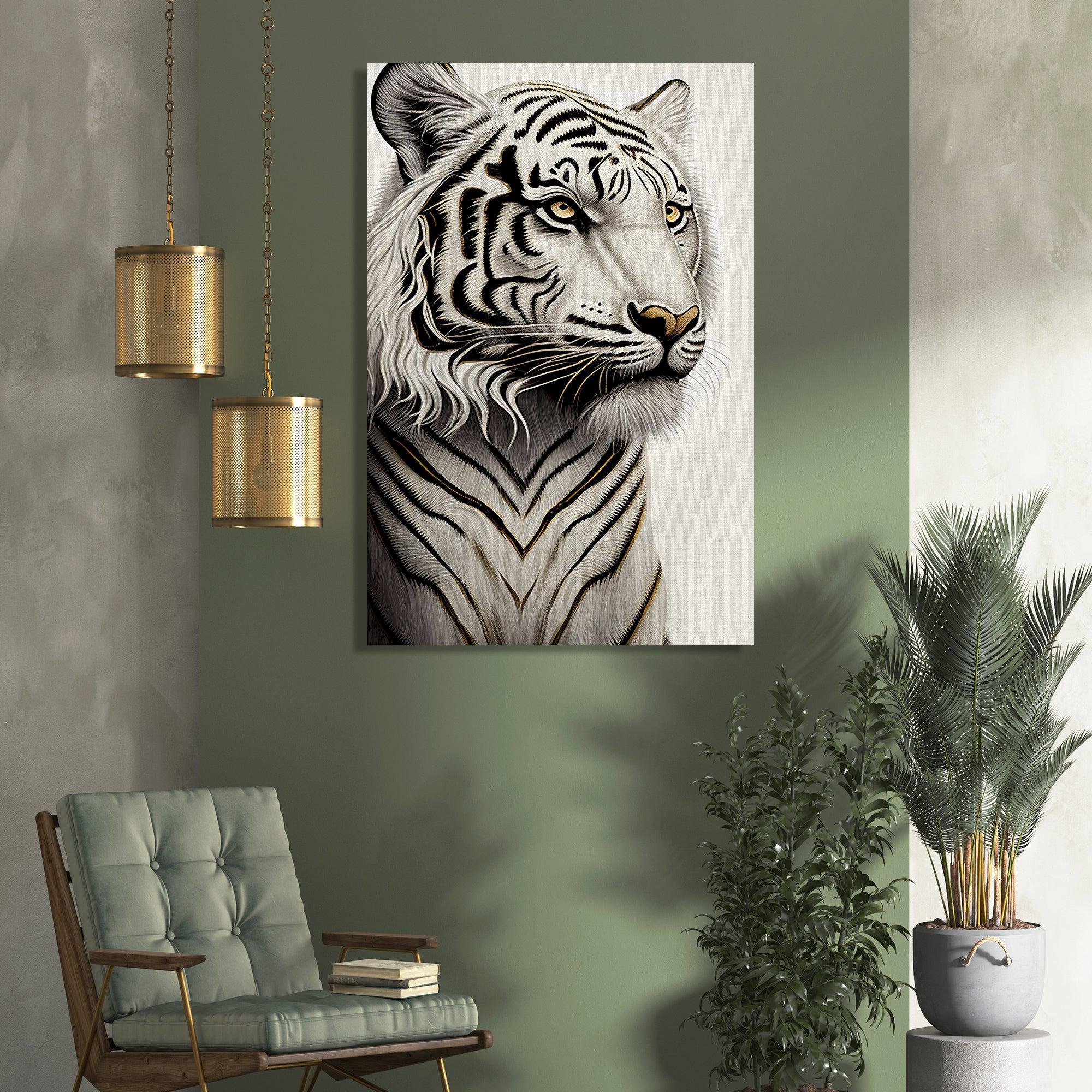 White Tiger Canvas Painting for Living Room Wall Decor - Wild Tiger Ca ...