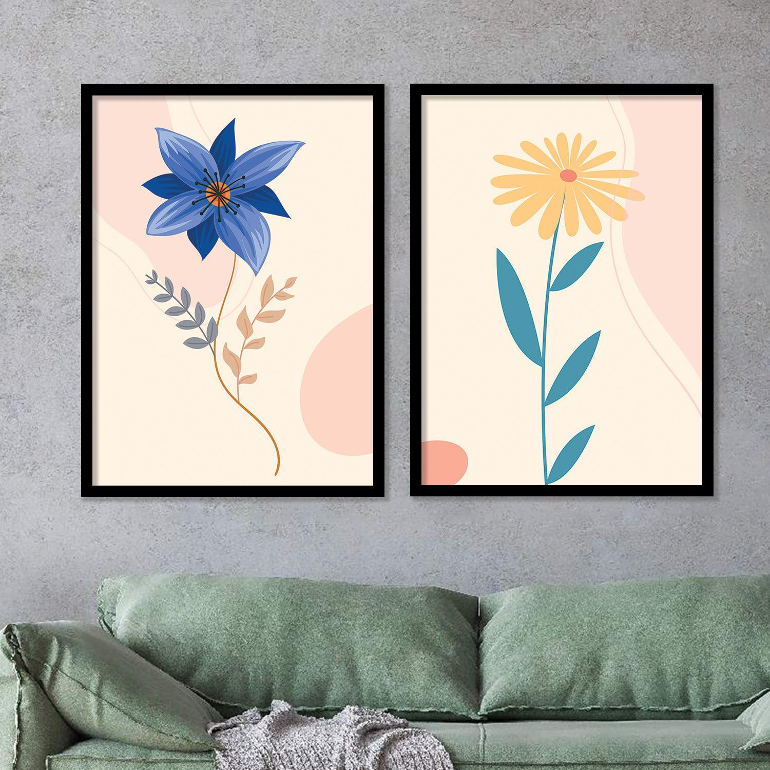 floral fantasies Magic - Minimalist Flower Theme Art Posters with Frame
